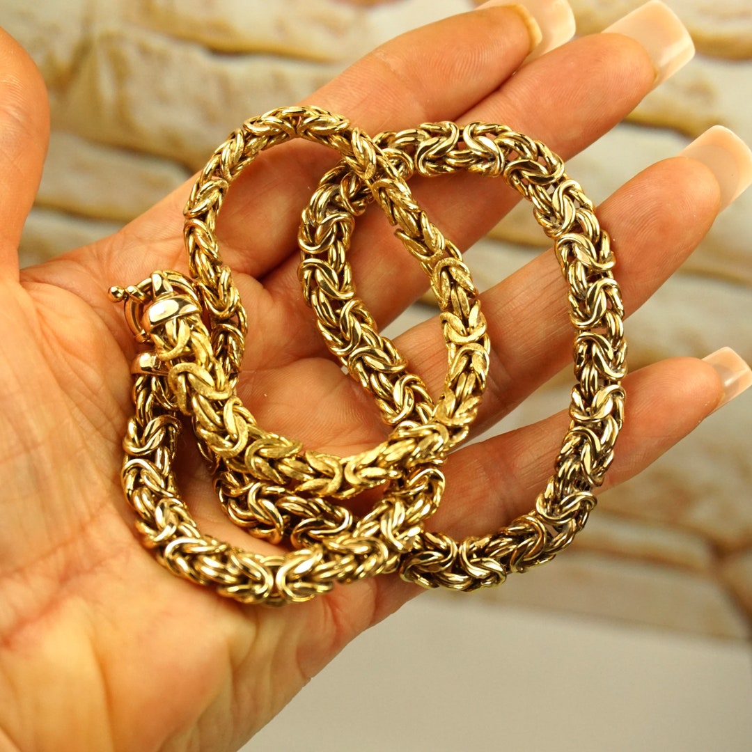 3/8" Heavy BYZANTINE CHAIN - VERONESE Italy - 19.5" Long - Gold Washed ...