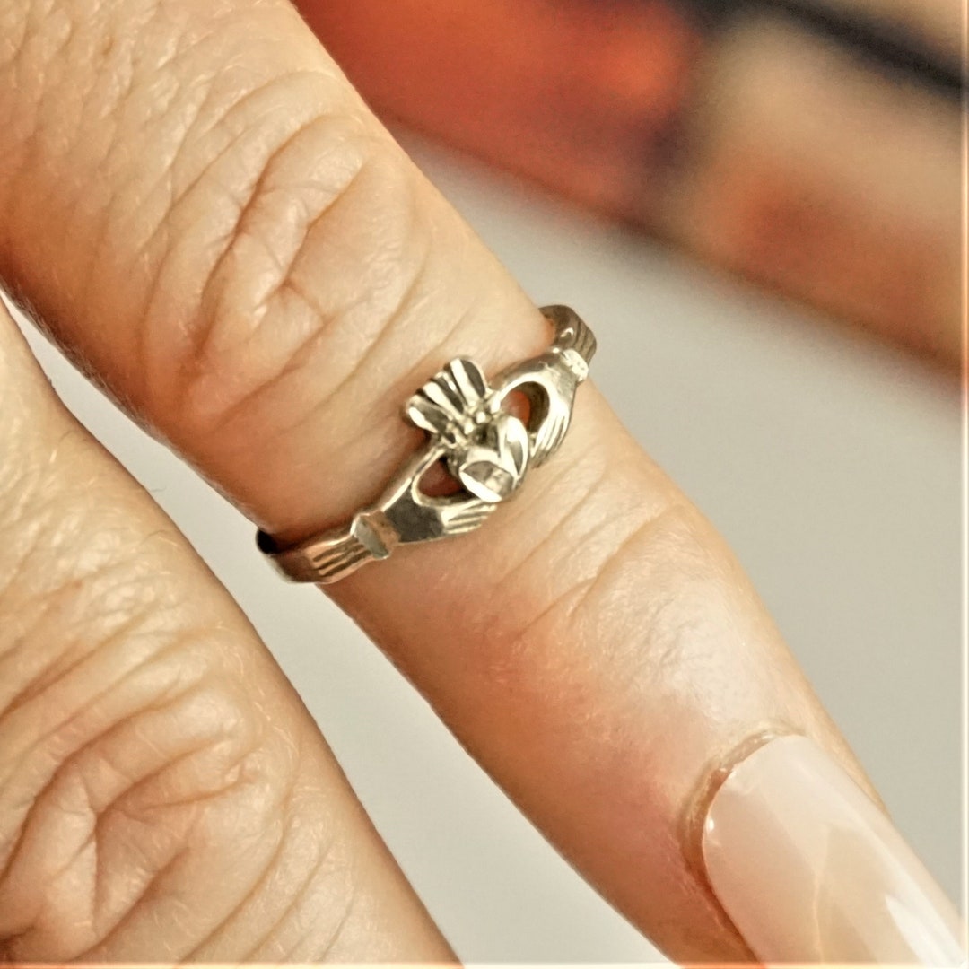 STERLING SILVER CLADDAGH Crown Ring, Petite Ring Size 4.25, Pawn ...