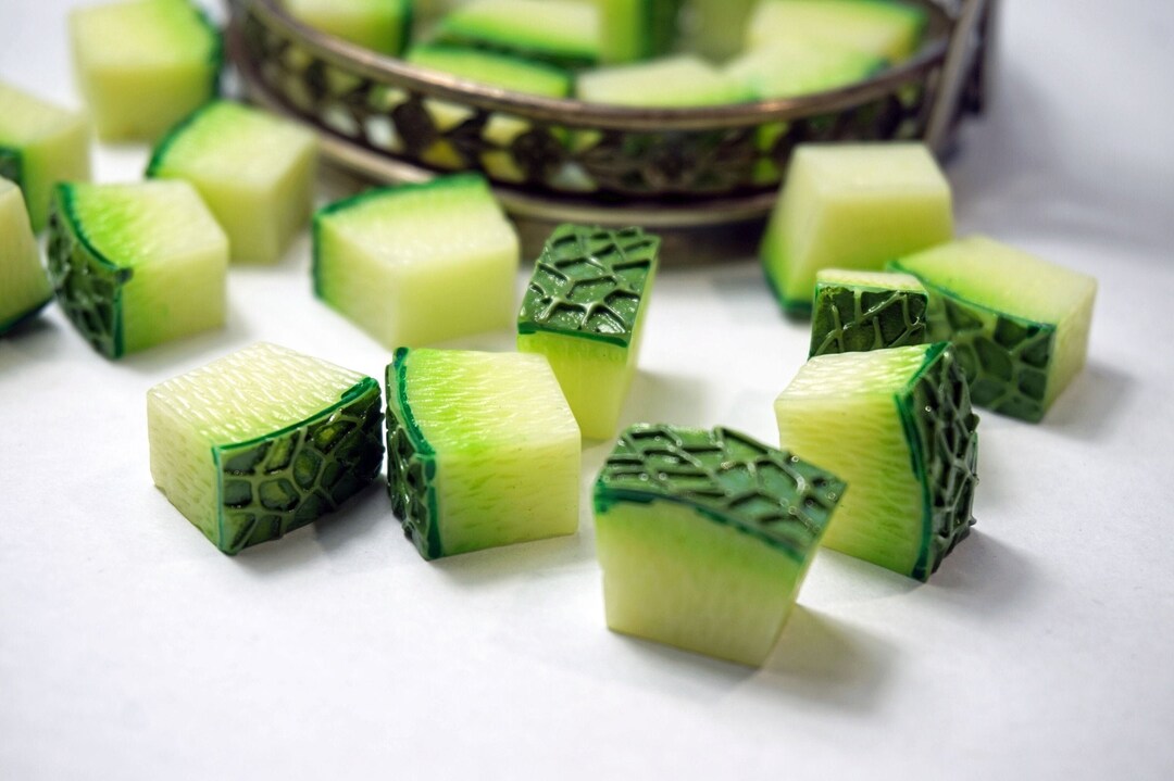GREEN MELON Mini CABOCHONS, Dollhouse Food, Ready to Gift in Box, Mini ...