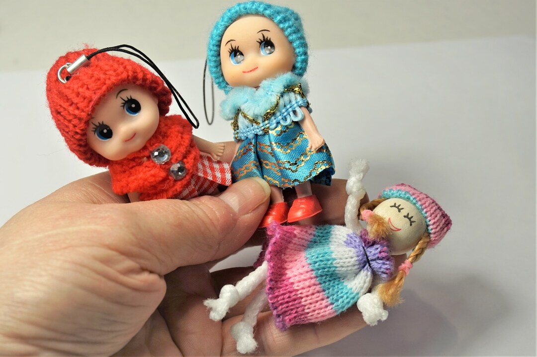 3 MINI DOLLS GIFT Set. Small Christmas Gift for Girls. Dollhouse Family ...