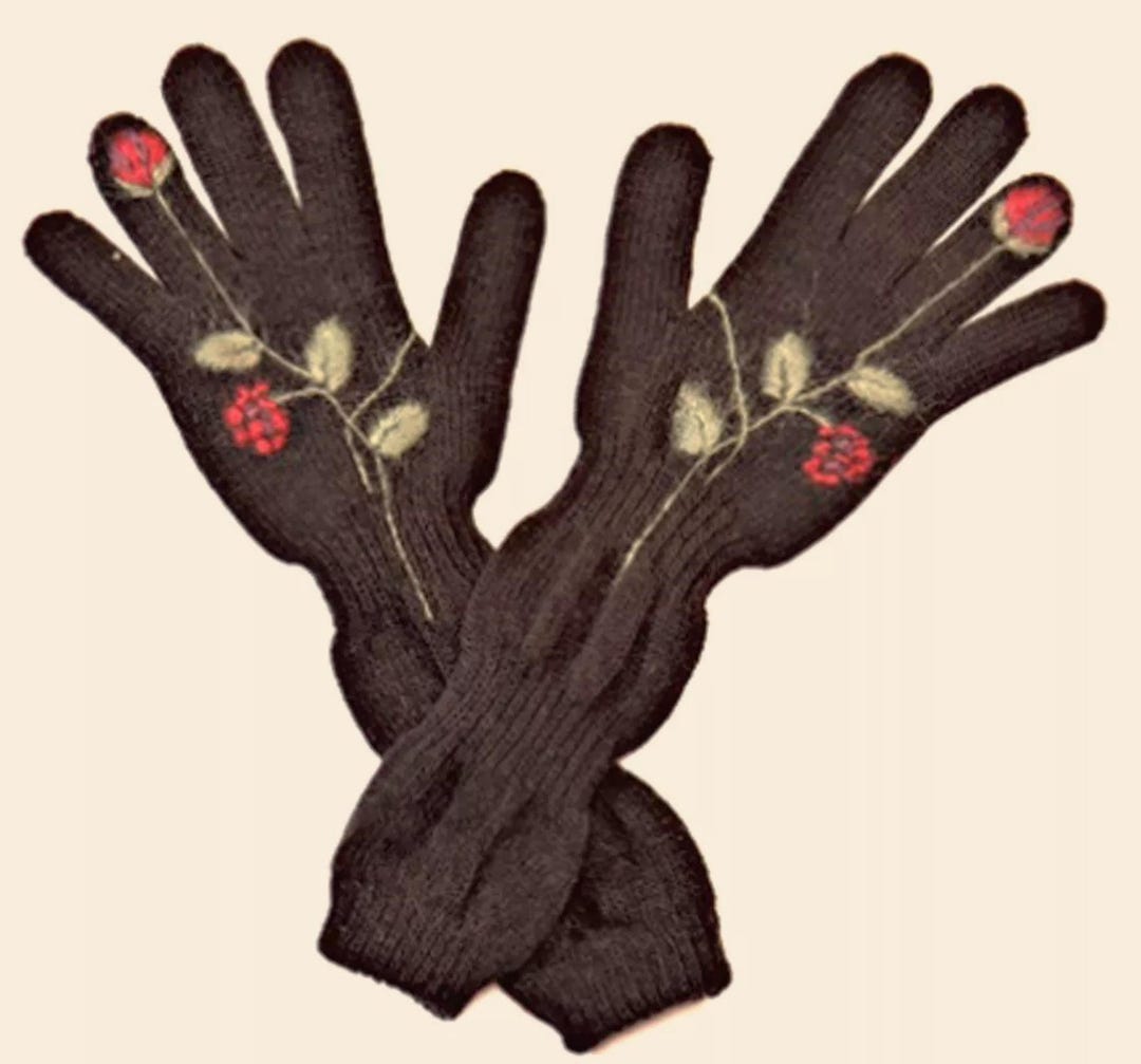 KNITTED LONG GLOVES, Elbow Gloves, Merino Wool Gloves, Black Gloves ...
