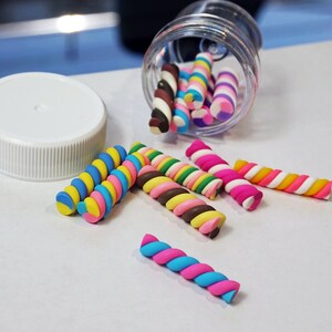 COTTON CANDY Swirl STICKS Slime Charms 12 Pcs in 1/2 Oz Jar Diy Resin ...