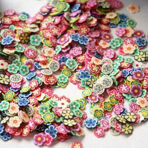 FLOWERS FIMO PIECES, Fimo Slices, Flowers Nail Charms, Slime Beads ...
