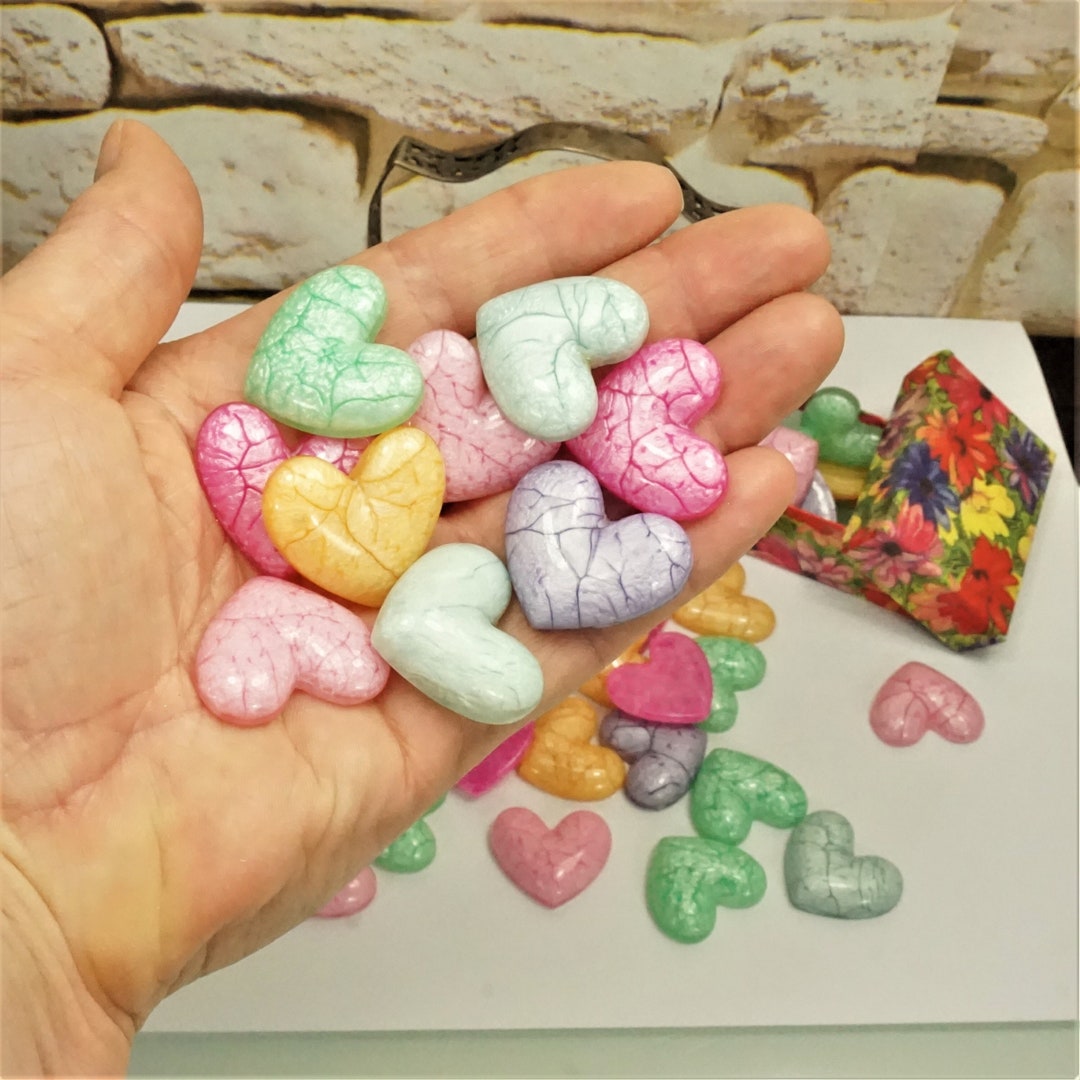 Neon Marbled Heart Cabochons, 3D Flatback Charms for Decoden, Crafts - Etsy