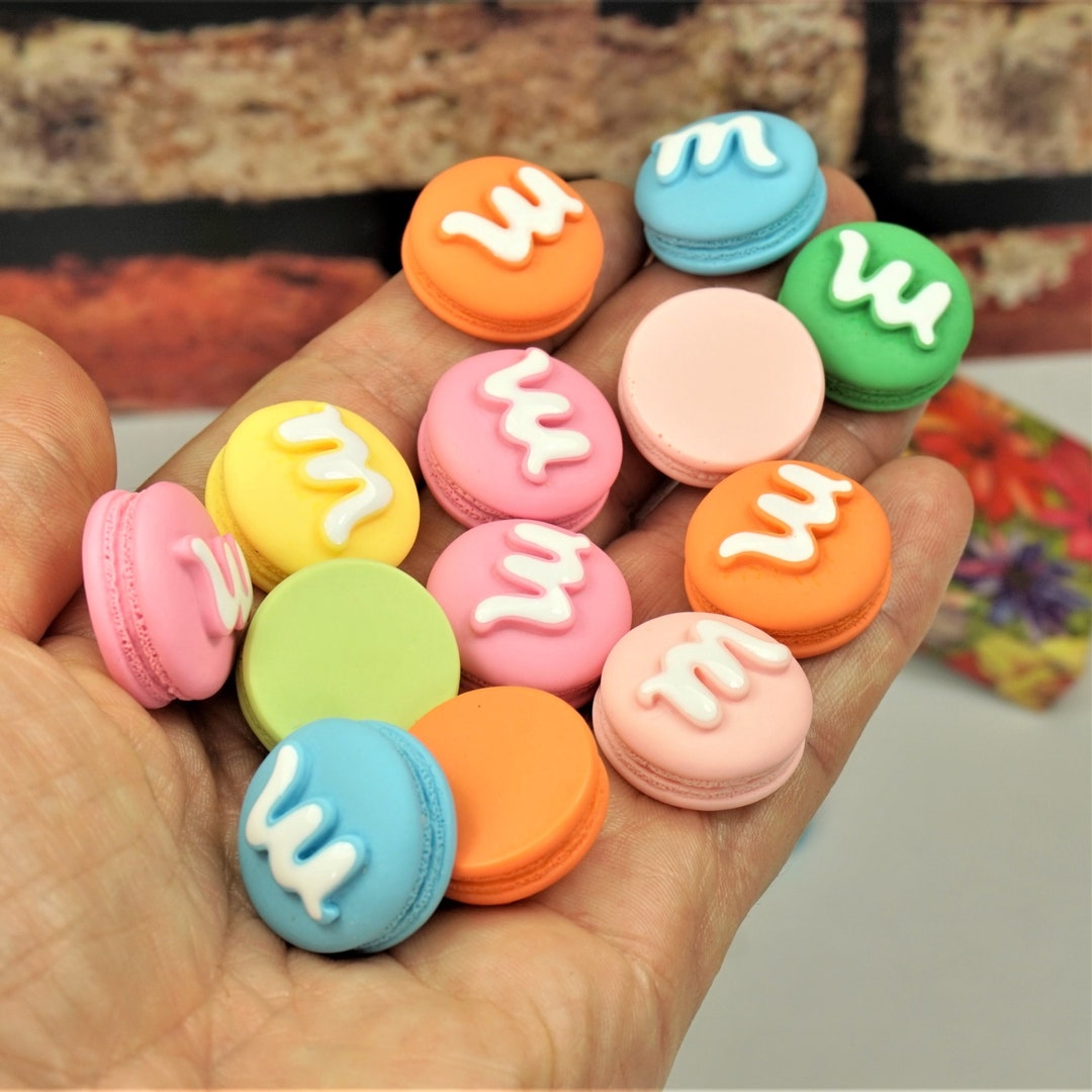 COLORFUL MACAROONS Flatback Cabochons Mini Macaroons M Candy Rounds ...