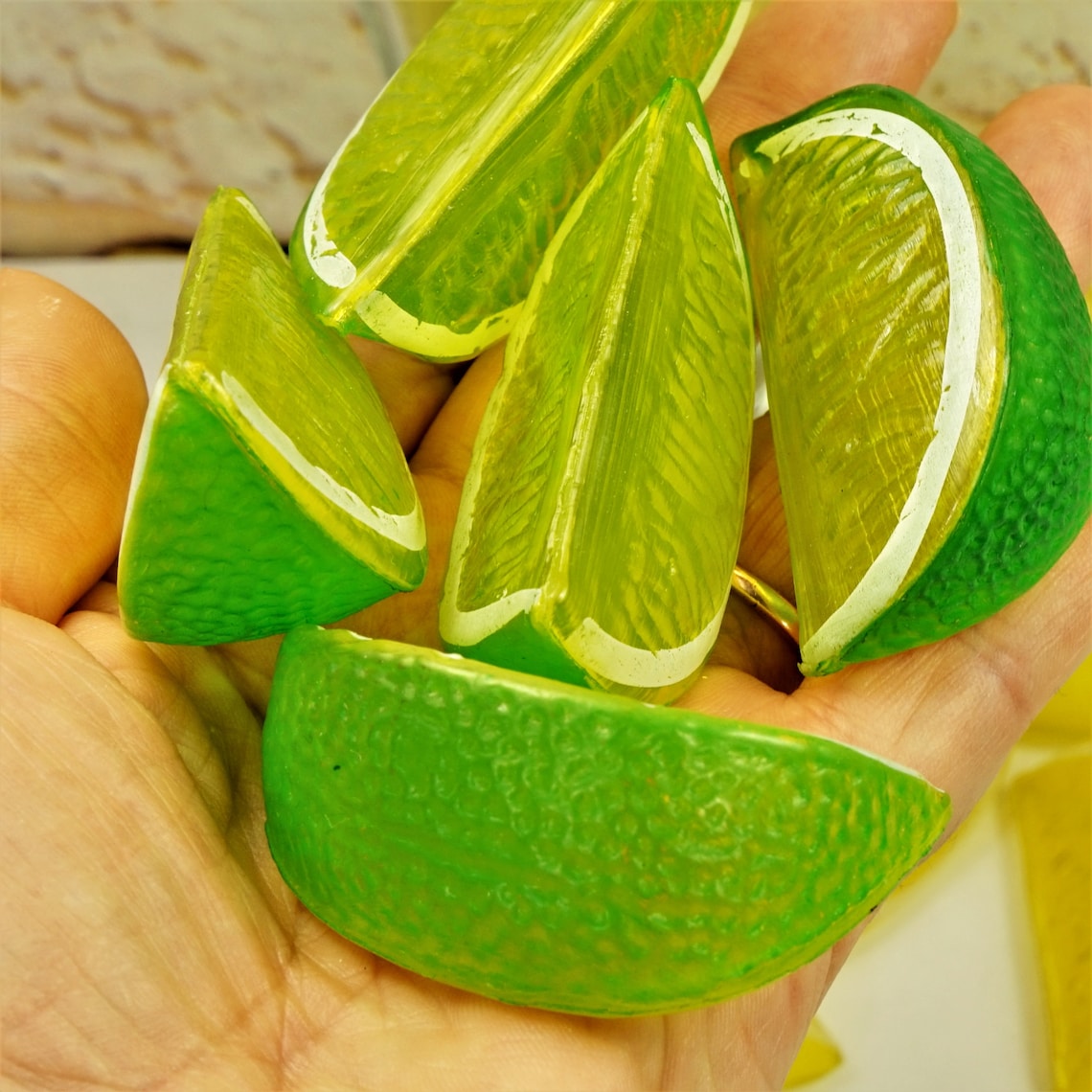 LIFELIKE CITRUS WEDGES Crafting Pieces Lime Wedges Lemon | Etsy UK