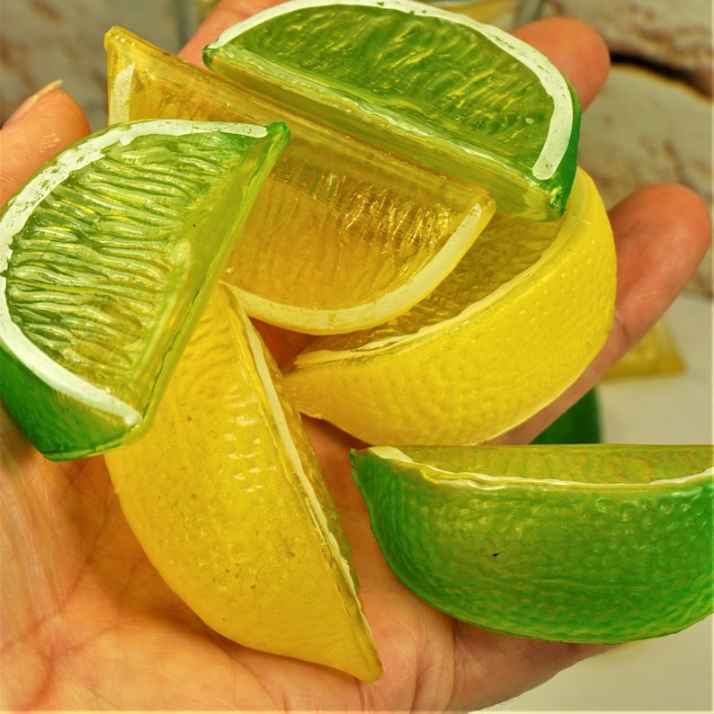 LIFELIKE CITRUS WEDGES Crafting Pieces Lime Wedges Lemon - Etsy
