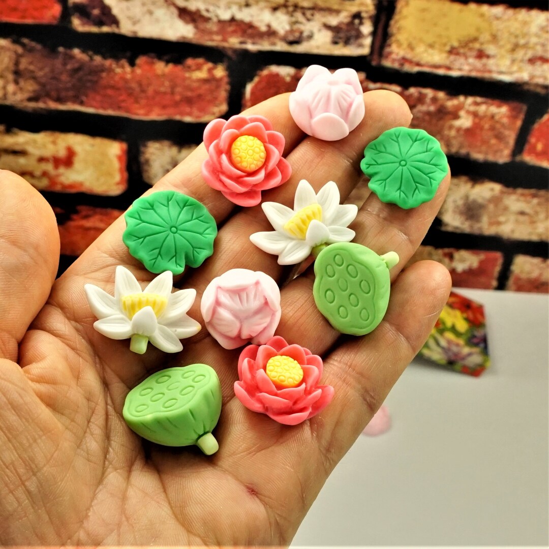 RESIN LOTUS FLOWERS, Flatback Pond Plants for Diy Crafts, Colorful 3D ...