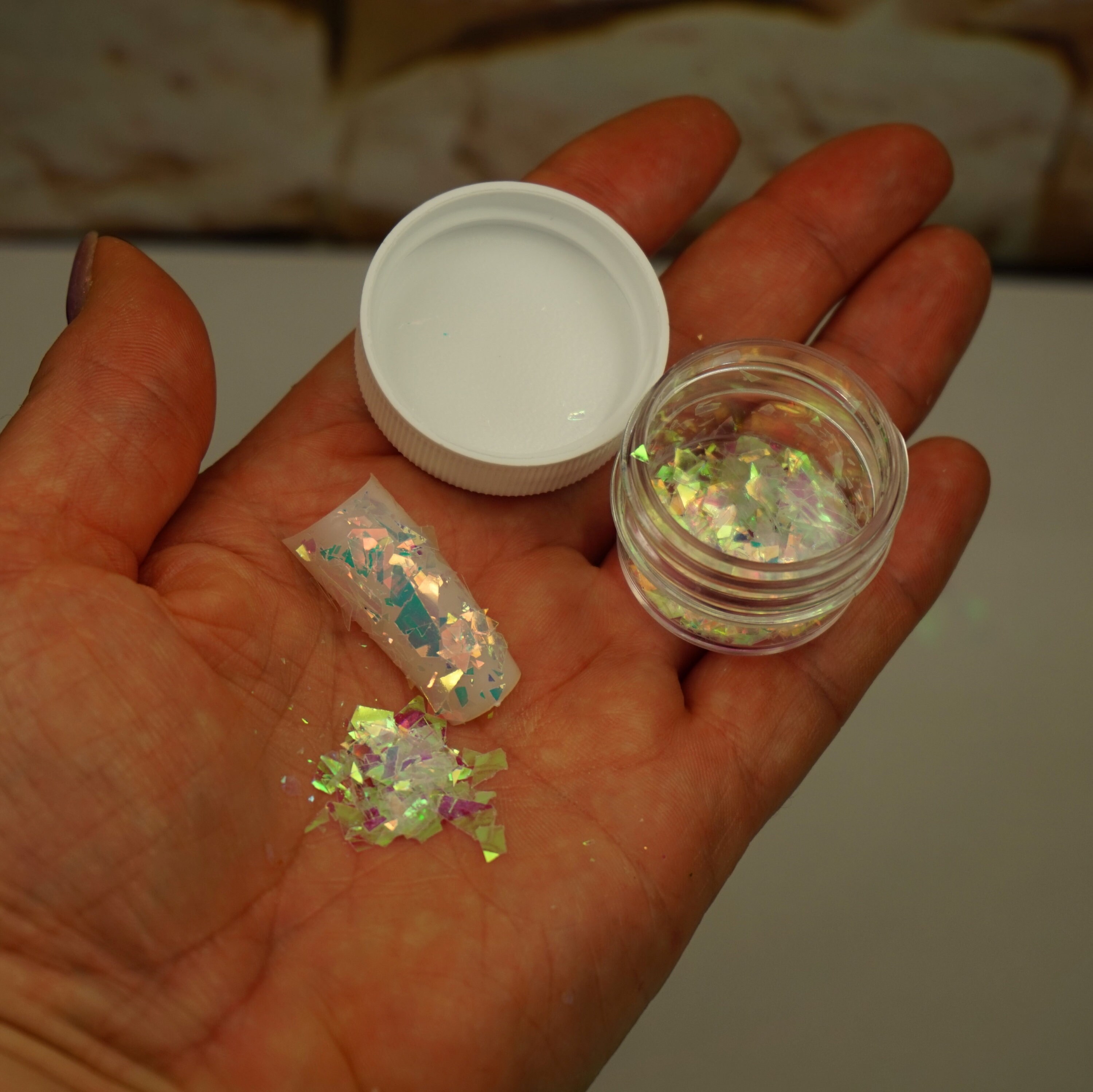 HOLOGRAPHIC FLAKES for 3D Nail Art Irregular Sparkly Sequins Neon Nail ...