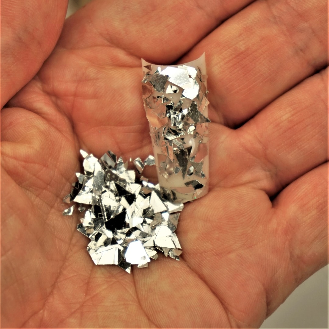SILVER FLAKES for 3D NAIL Art Irregular Shiny Sequins Metallic Silver ...