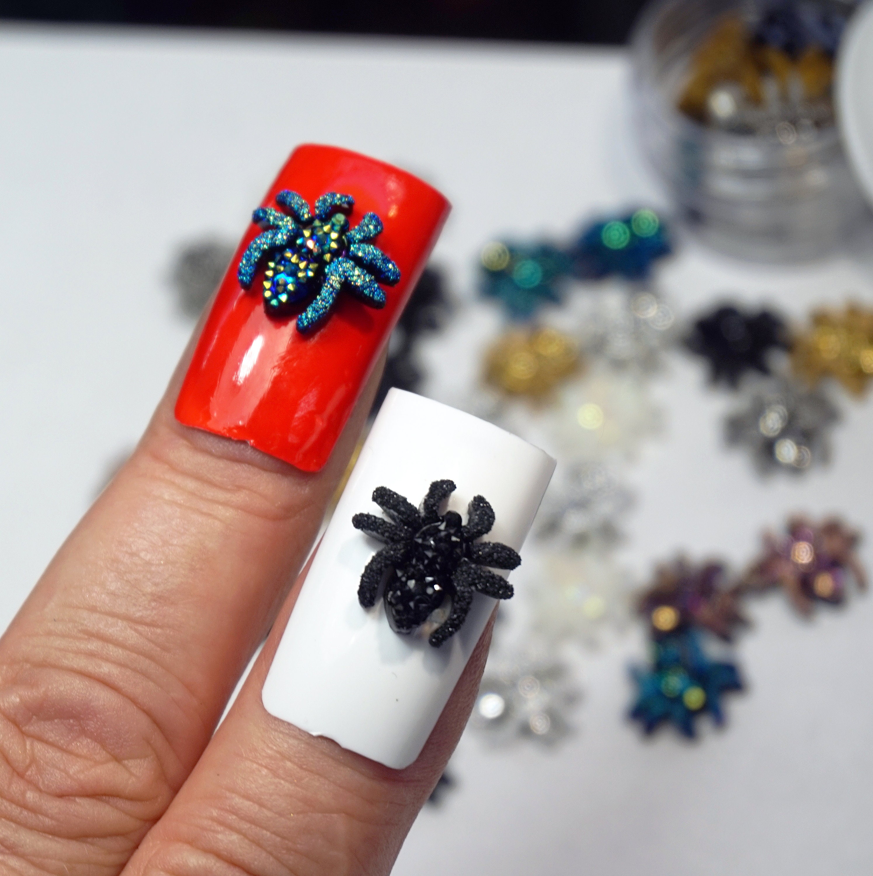 RHINESTONE SPIDERS for HALLOWEEN Craft 3D Halloween Nail Art - Etsy