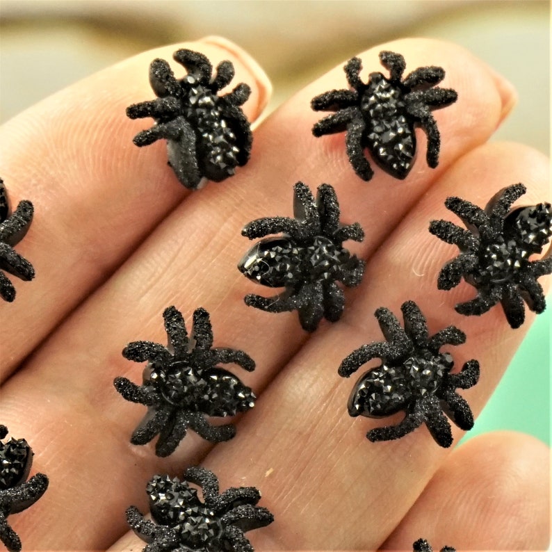 RHINESTONE Black SPIDERS for HALLOWEEN Craft 3D Nail Art - Etsy