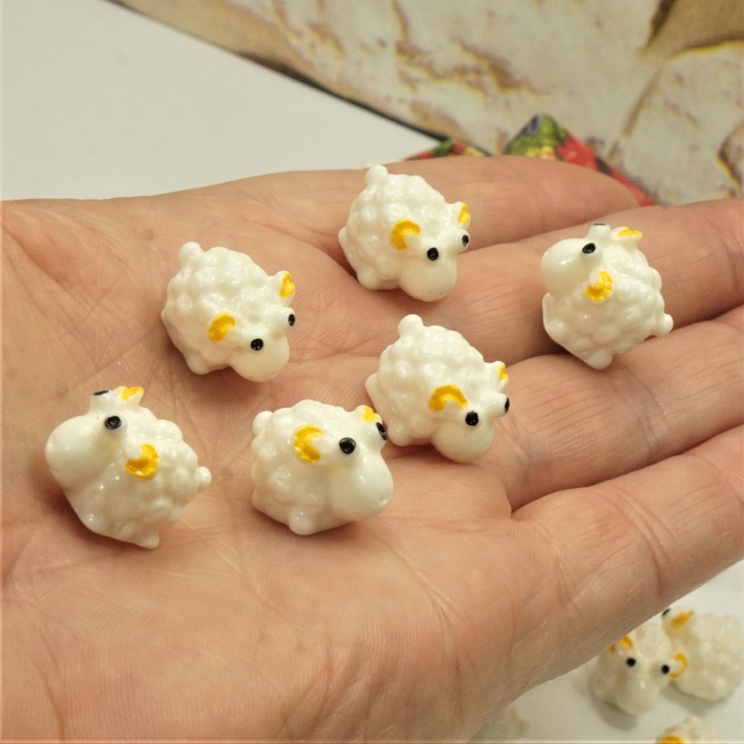 MINI SHEEP Cabochons, DOLLHOUSE Animals, Small Gift for Kids, Ready to ...