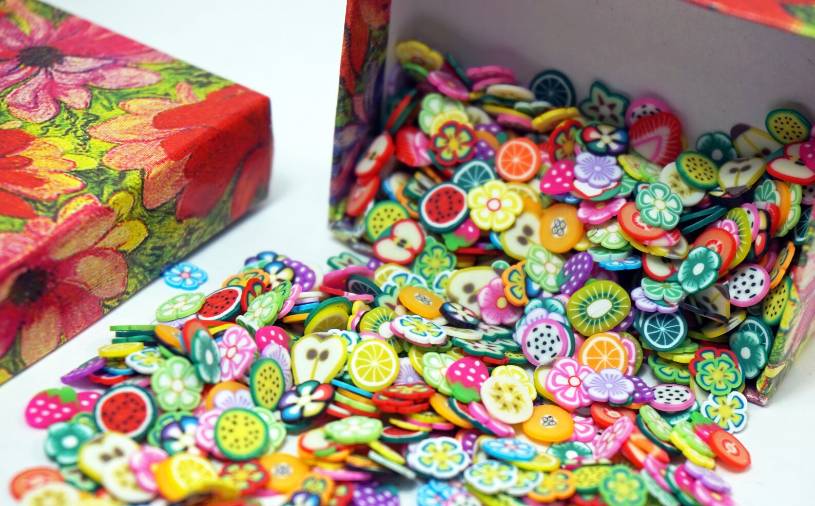 FRUITS FLOWERS FIMO Slices 1000 Fimo Pieces in Gift Box Ready | Etsy