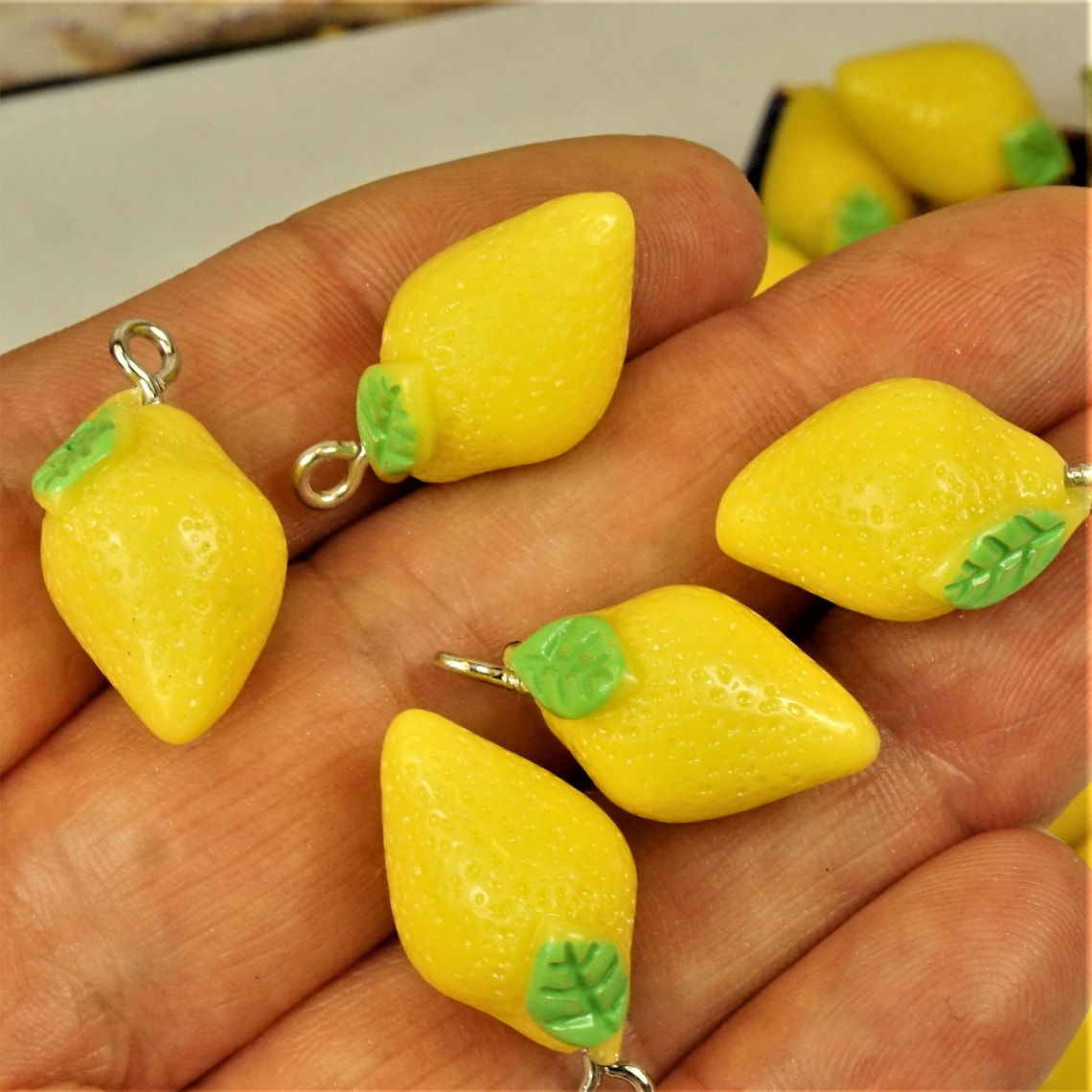 Resin Lemon Charms, Mini Fruit Pendants, Jewelry Making (gift Box) - Etsy