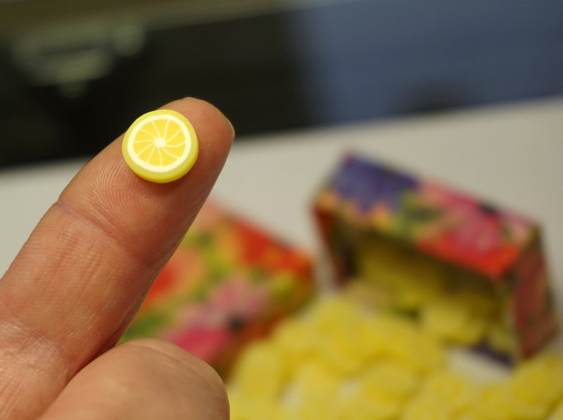 CITRUS LEMON FIMO Slices For Craft In Gift Box Polymer Clay | Etsy