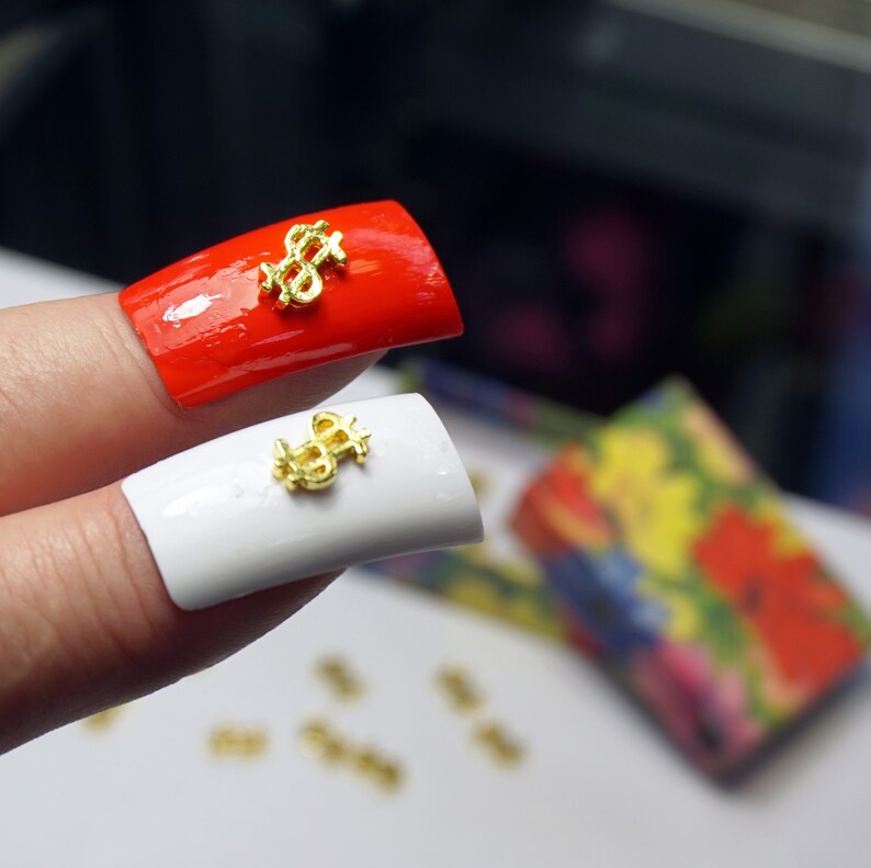 DOLLAR CHARMS for NAILS Dollar Sign Gold Charms 3D Nail Art - Etsy