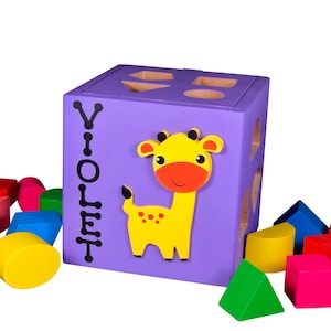 Pink Shape Sorter Box for Baby Girls Educational Montessori Toys ...