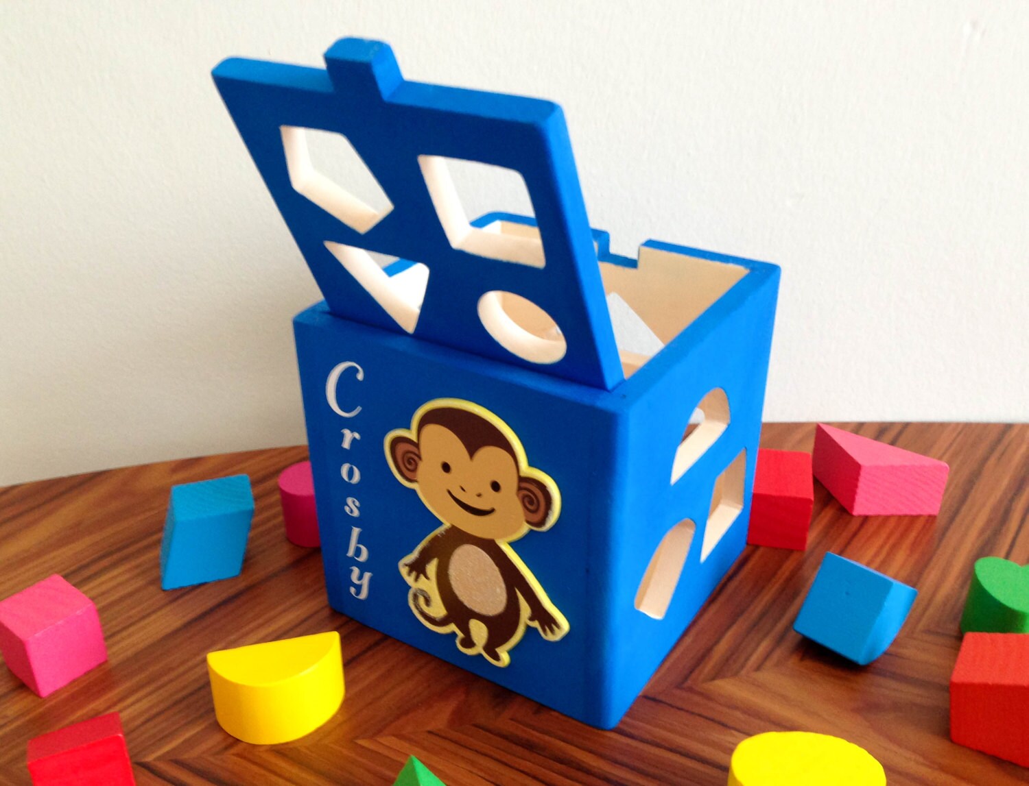 Monkey Wooden Toy Wooden Box With Monkey Personalized Toy for | Etsy
