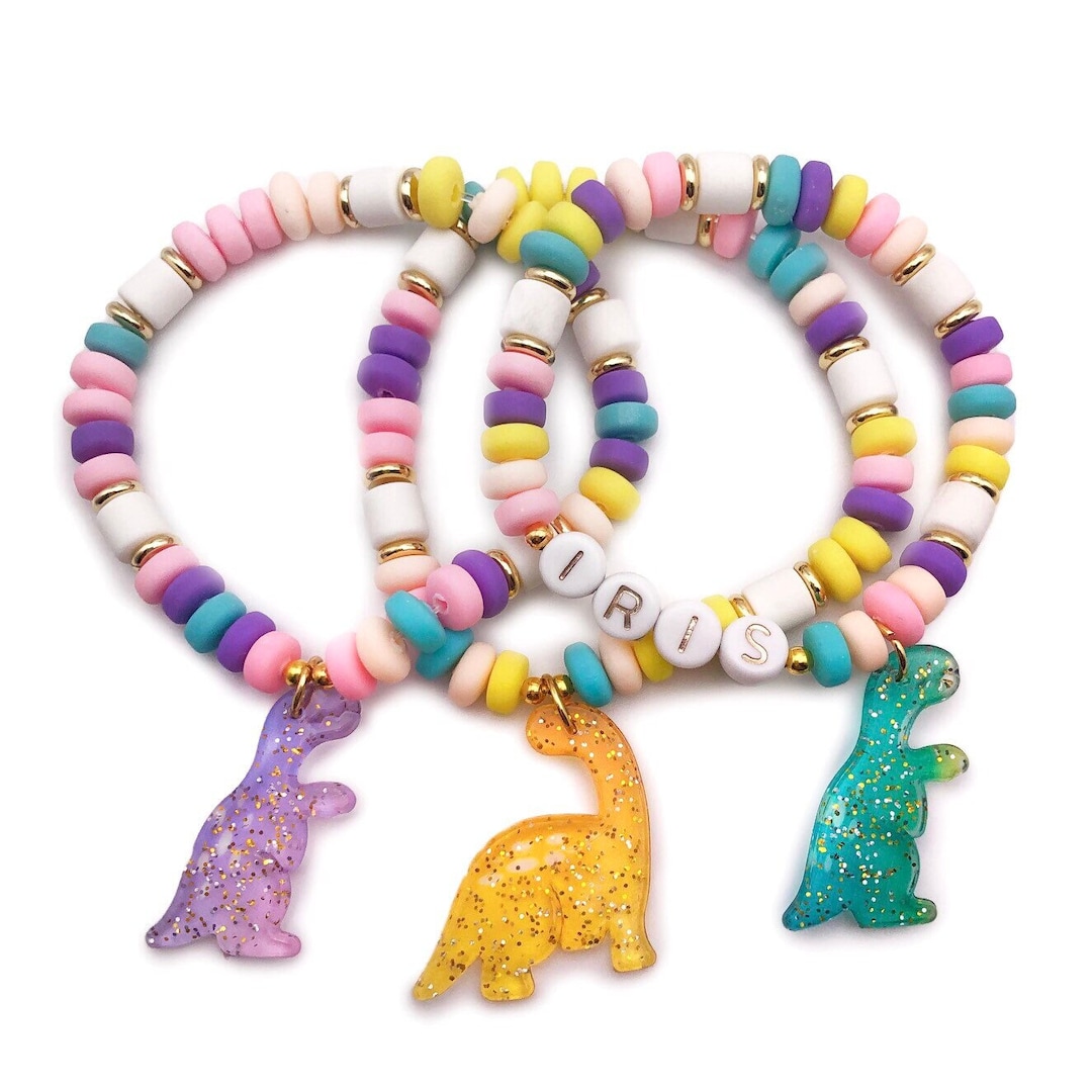 Dinosaur Bracelet Girls, Personalized Toddler Kids Jewelry, Charm ...