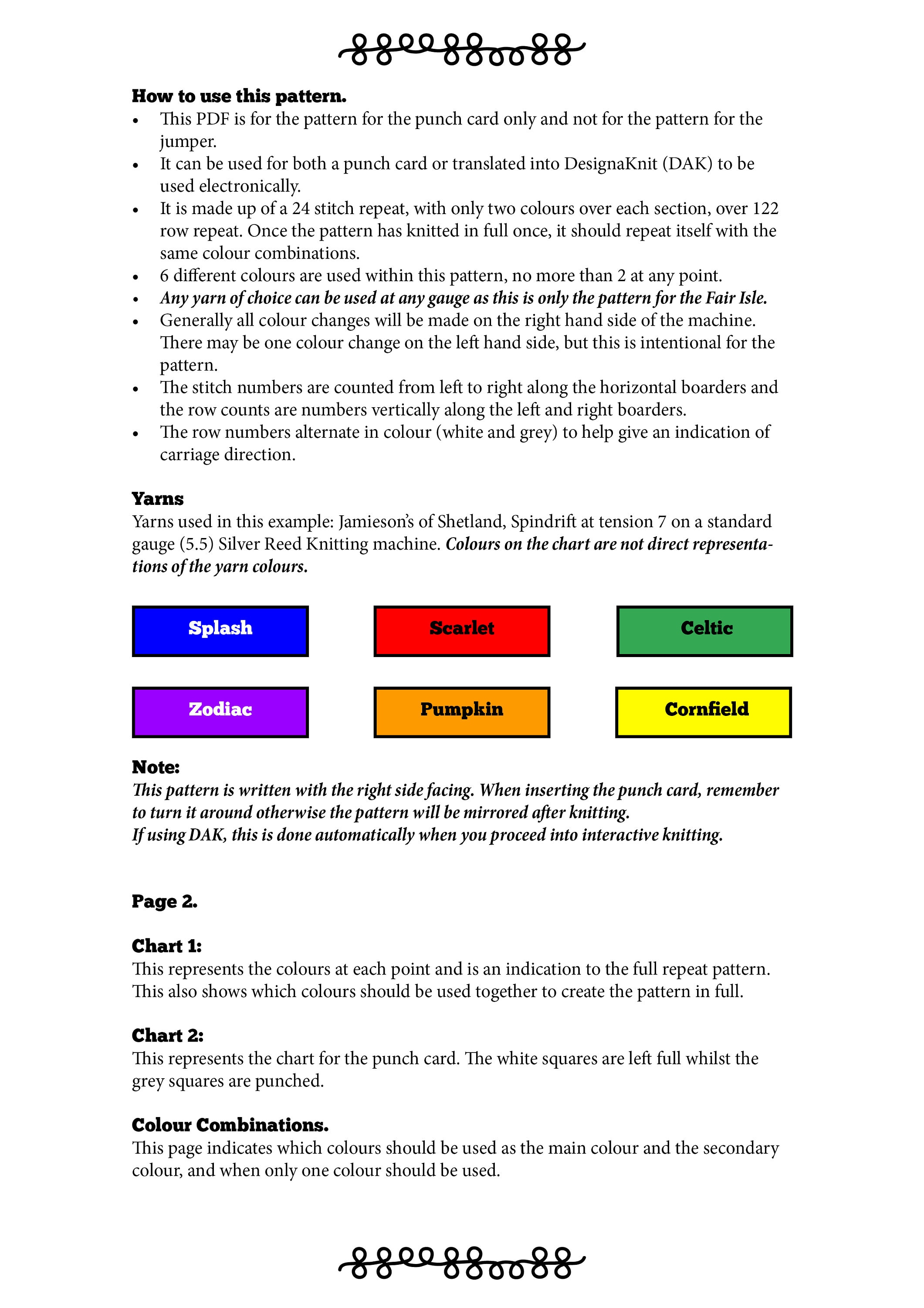 Freddy Pattern for Punch Card Knitting or DAK Machine Knitting Pattern ...