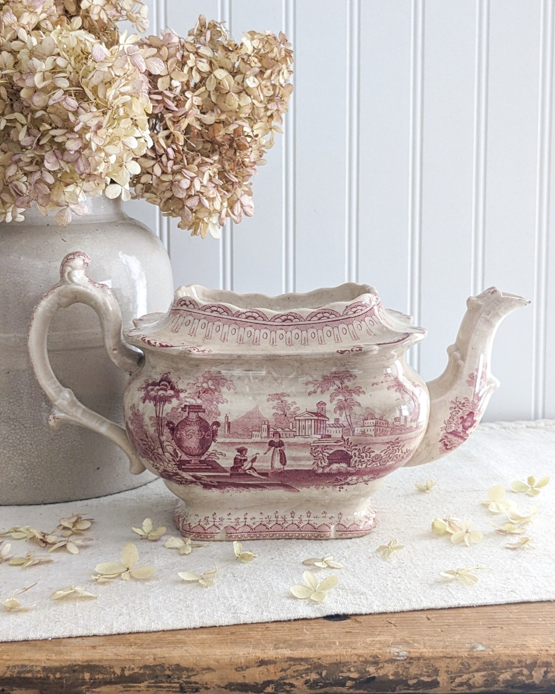 Red Transferware Teapot; Georgian Teapot; Antique Ironstone Teapot - Etsy