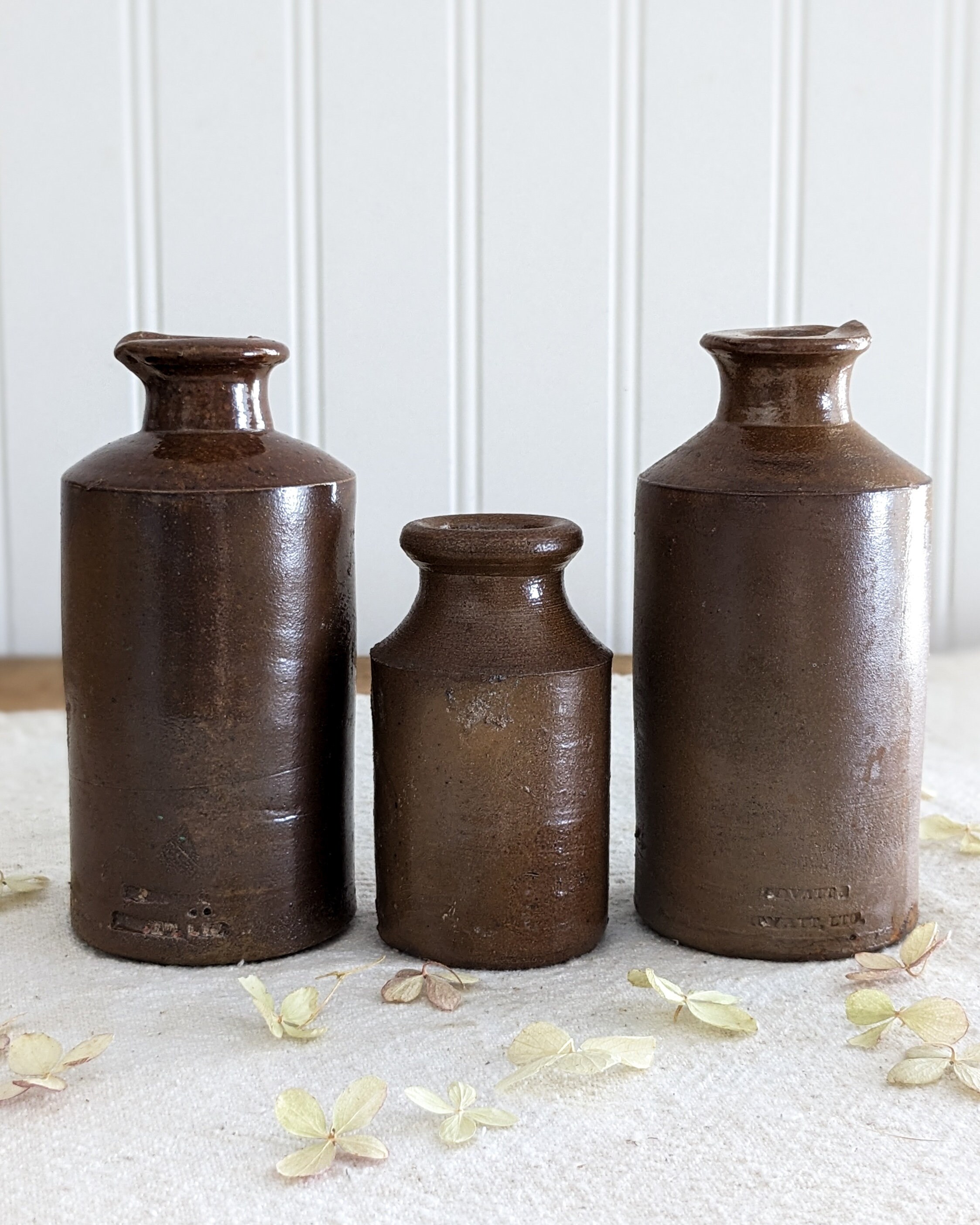 Antique English Ink Bottles English Bottles Brown Stoneware Antique ...