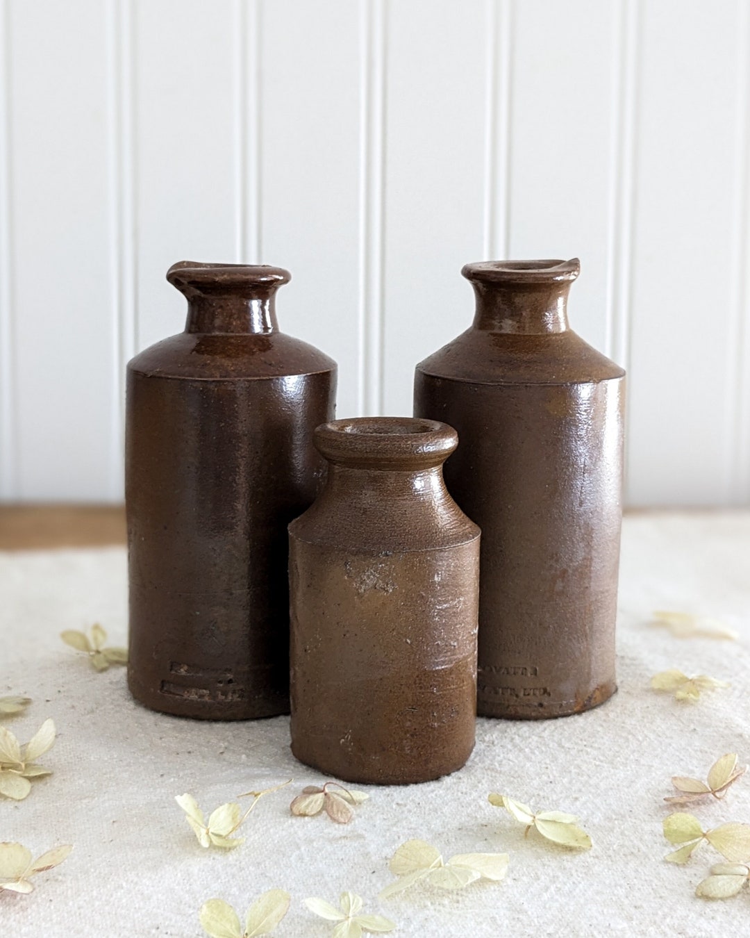 Antique English Ink Bottles; English Bottles; Brown Stoneware; Antique ...