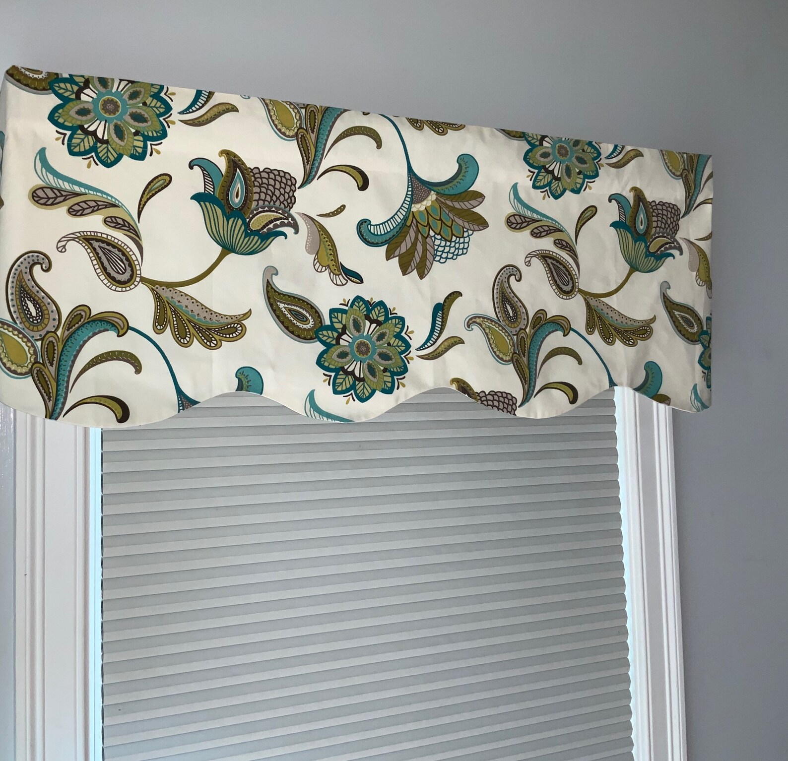 Turquoise Valance Window Valance Scalloped Valance - Etsy