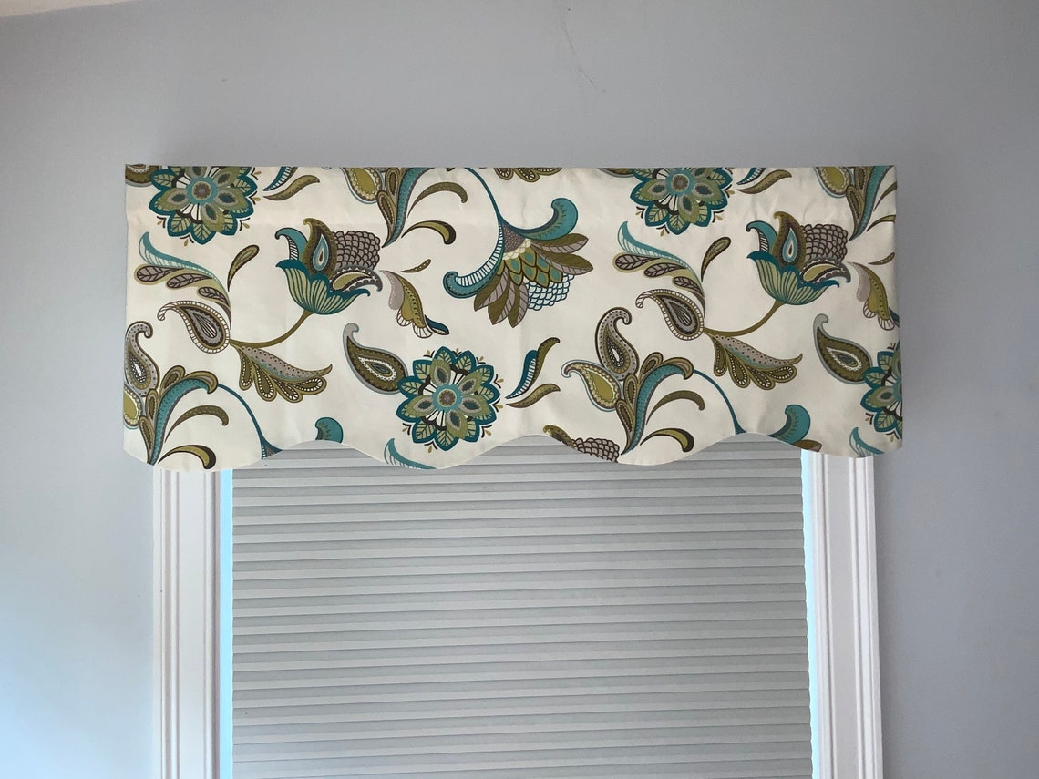 Turquoise Valance Window Valance Scalloped Valance - Etsy