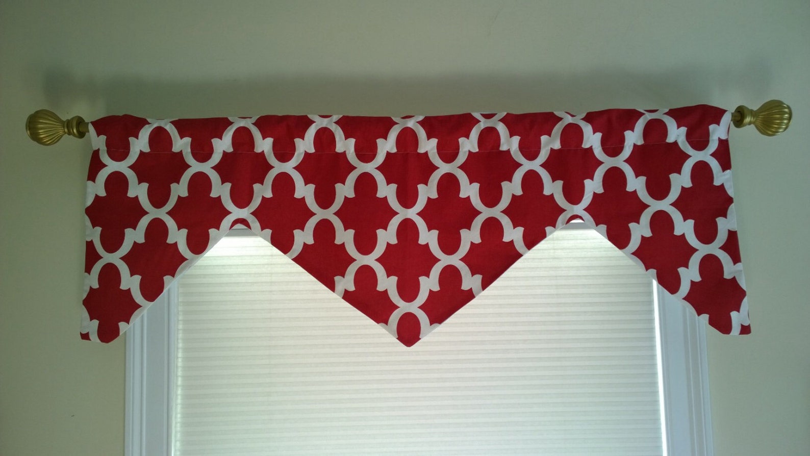Red Window Valance Scalloped Valance Red Window Treatment | Etsy