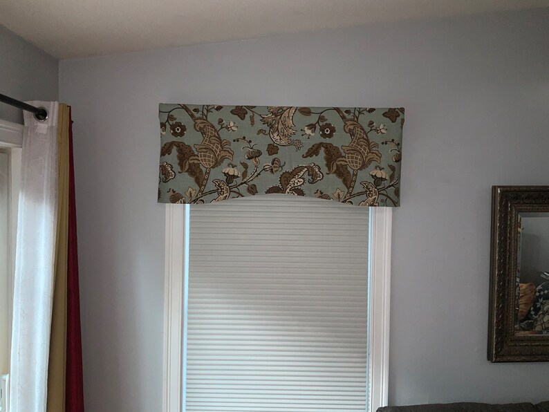 Shaped Window Valance Brown and Floral Window Curtain Valance - Etsy