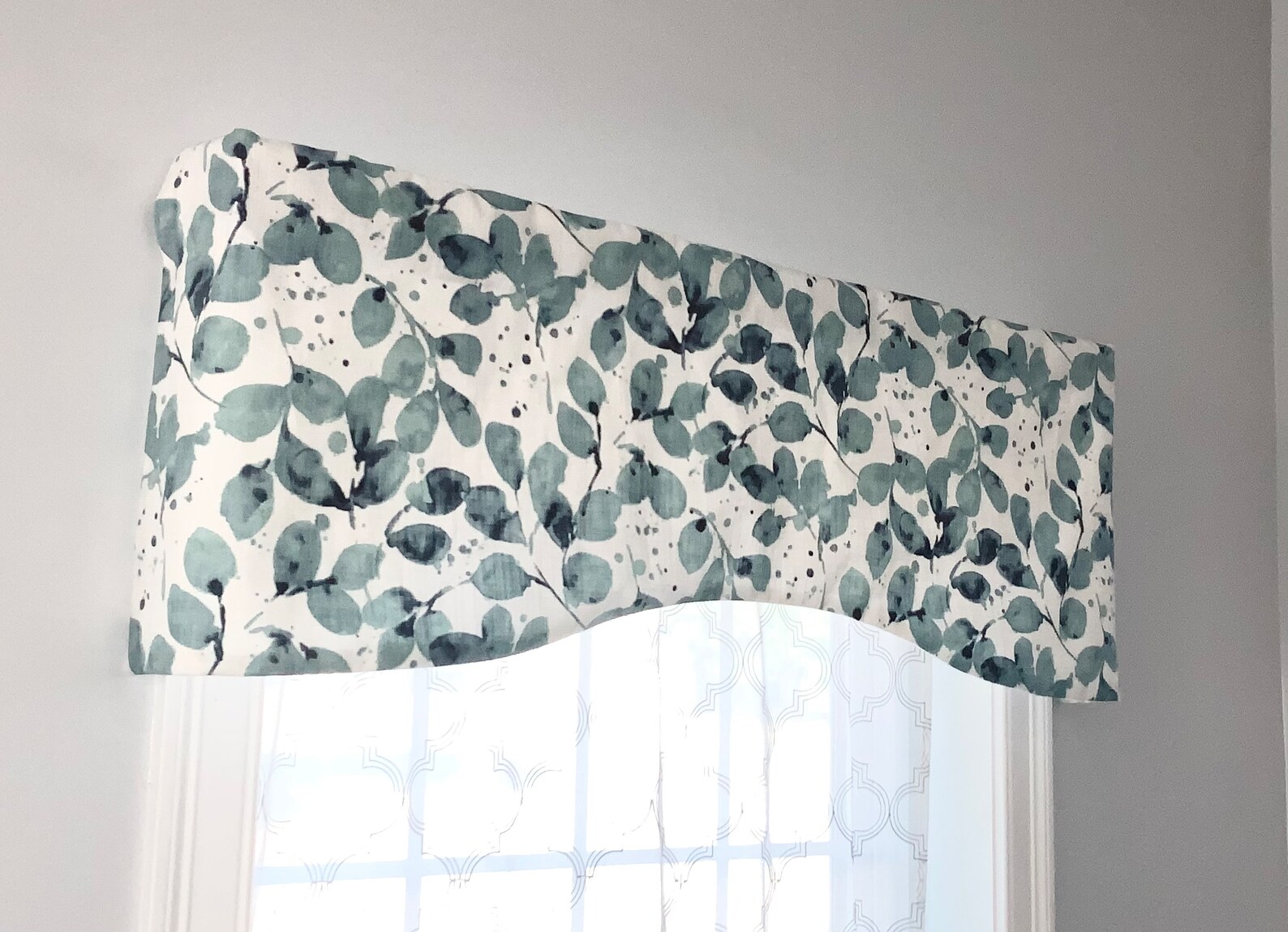 Leaf Window Valance Watercolor Blue Shaped Lined Valance 52 - Etsy