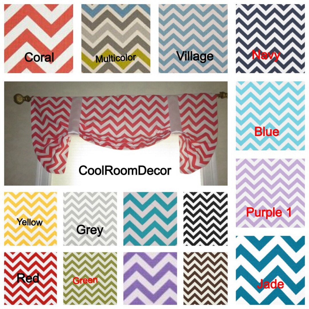Premier Print Tie up Chevron Valance, Navy , Red, Green, Blue,purple ...