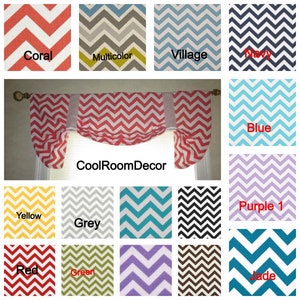 Premier Print Tie up Chevron Valance, Navy , Red, Green, Blue,purple ...