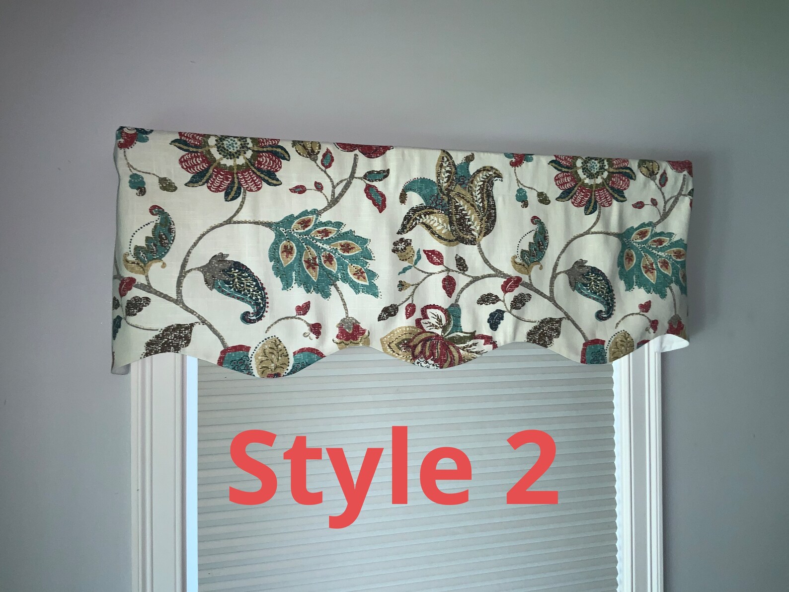 Jacobean Shaped Lined Valance, up to 52 Inches Wide X 16 Inches Long ...