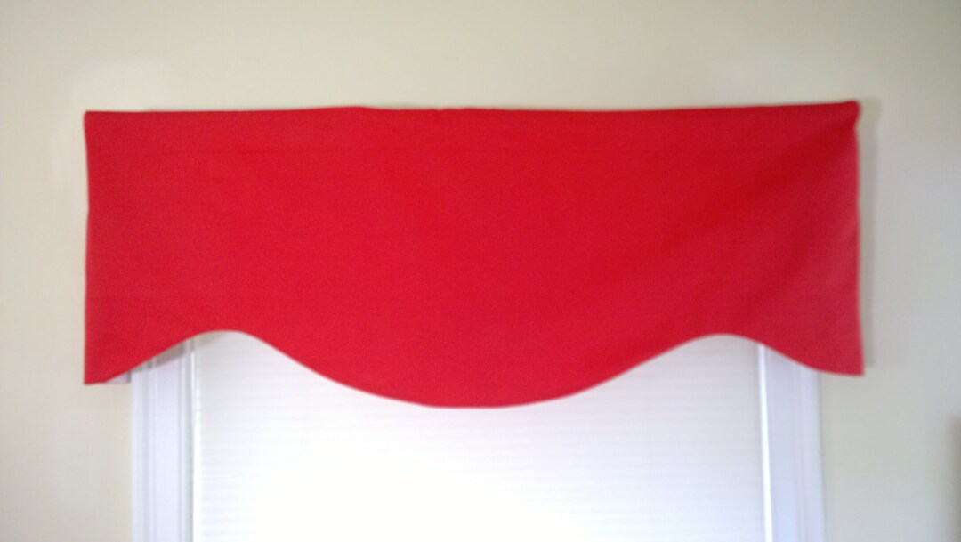 Solid Red Scalloped Valance, Lined Cotton Valance Red. All Solid Color ...