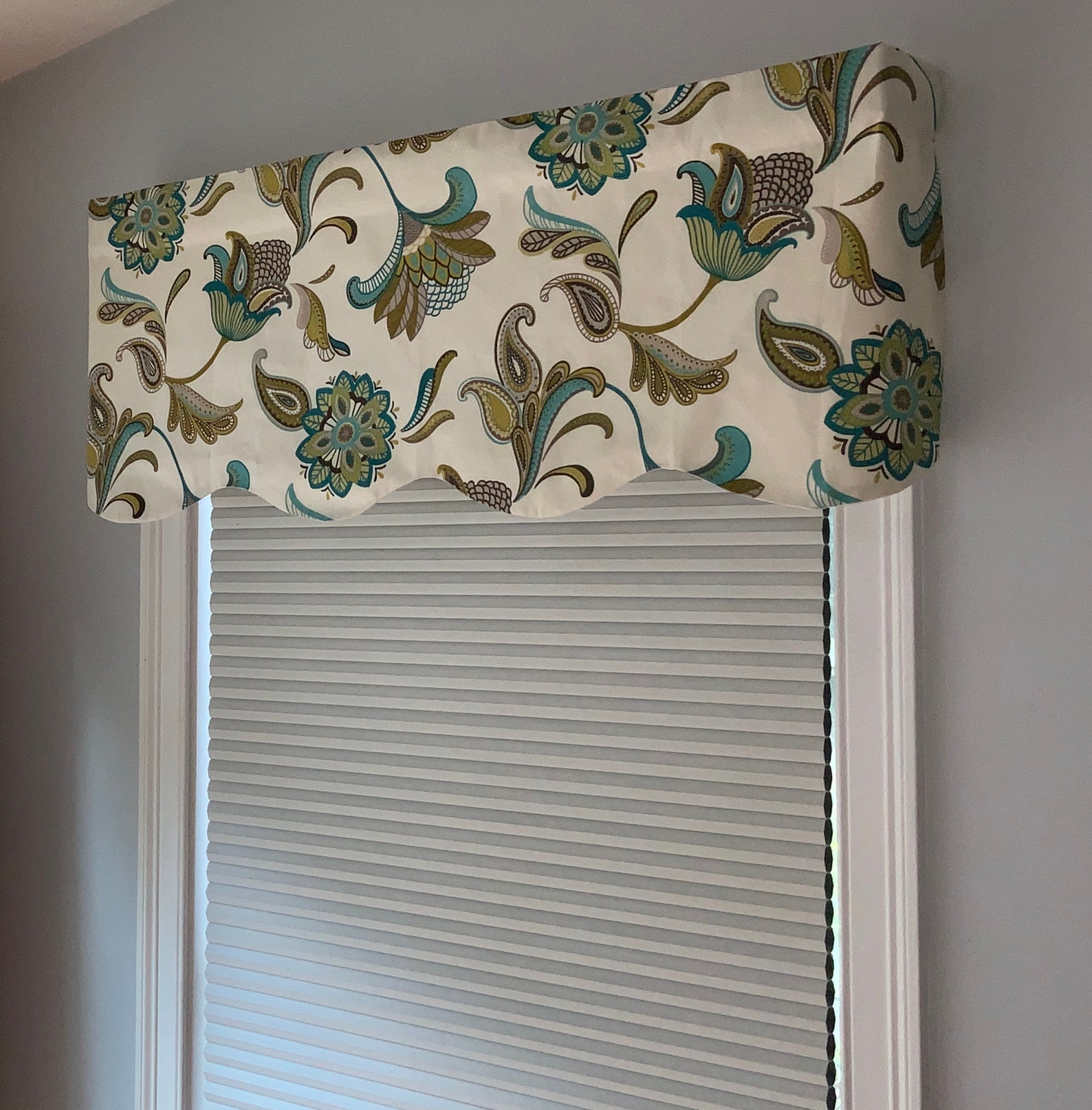 Turquoise Valance Window Valance Scalloped Valance - Etsy