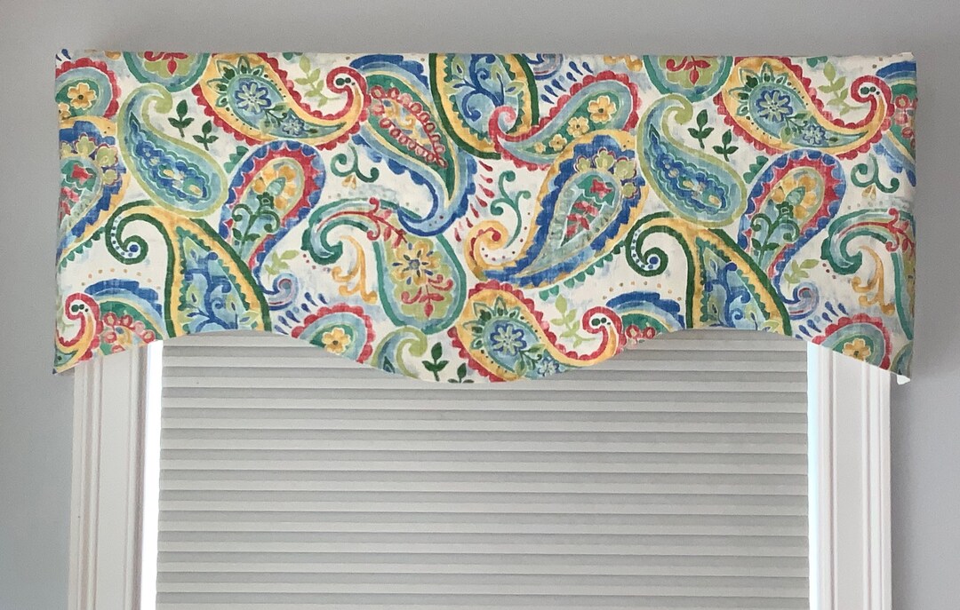 Paisley Print Window Valance, Scalloped Lined Curtain, Custom - Etsy