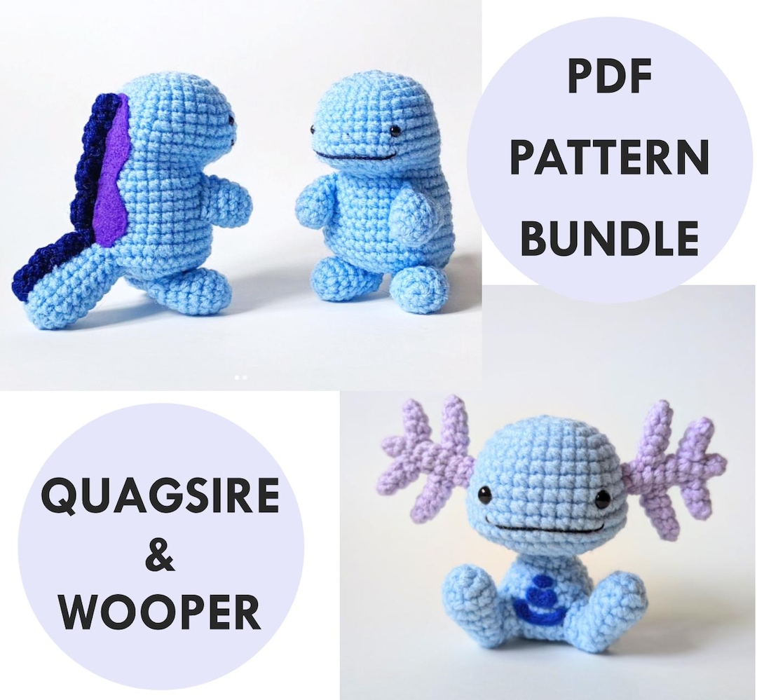 Quagsire and Wooper Amigurumi Crochet Pattern Bundle - Etsy
