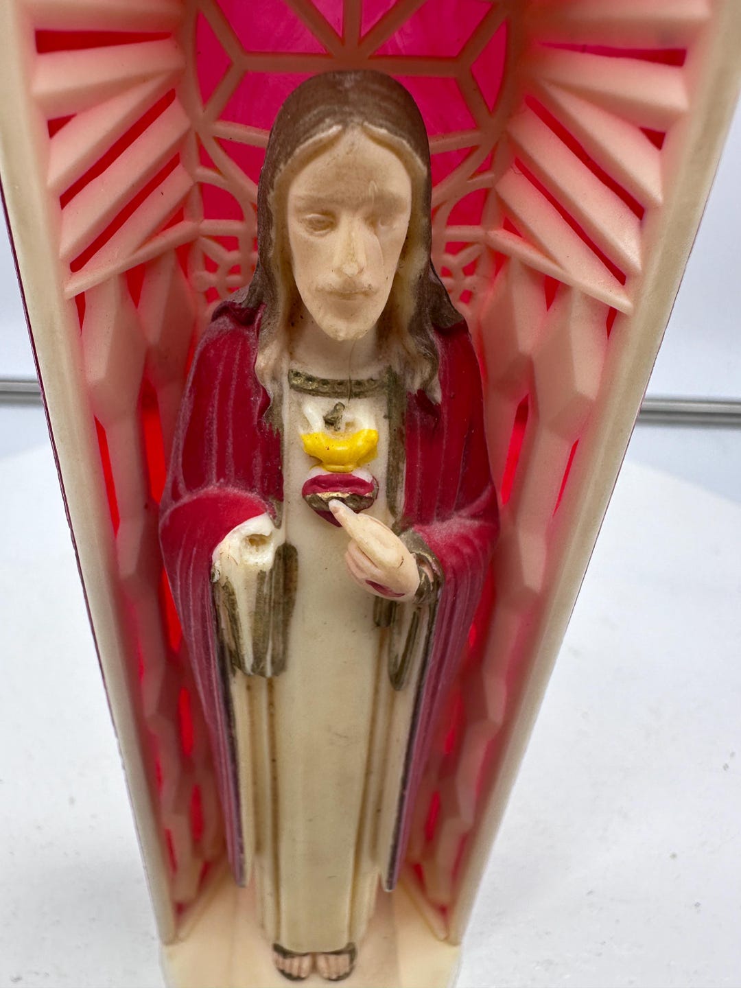 Vintage Plastic "scared Heart of Jesus" Statue Figure Made in Hong Kong ...