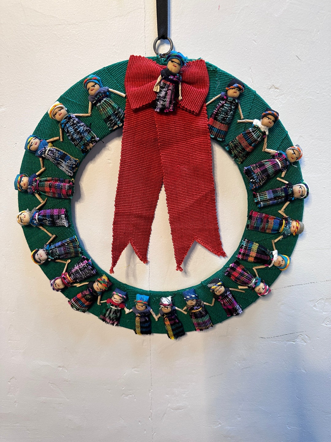 Vintage 70's Mayan Worry Doll Wreath Christmas Decor Wall Door Hanging ...