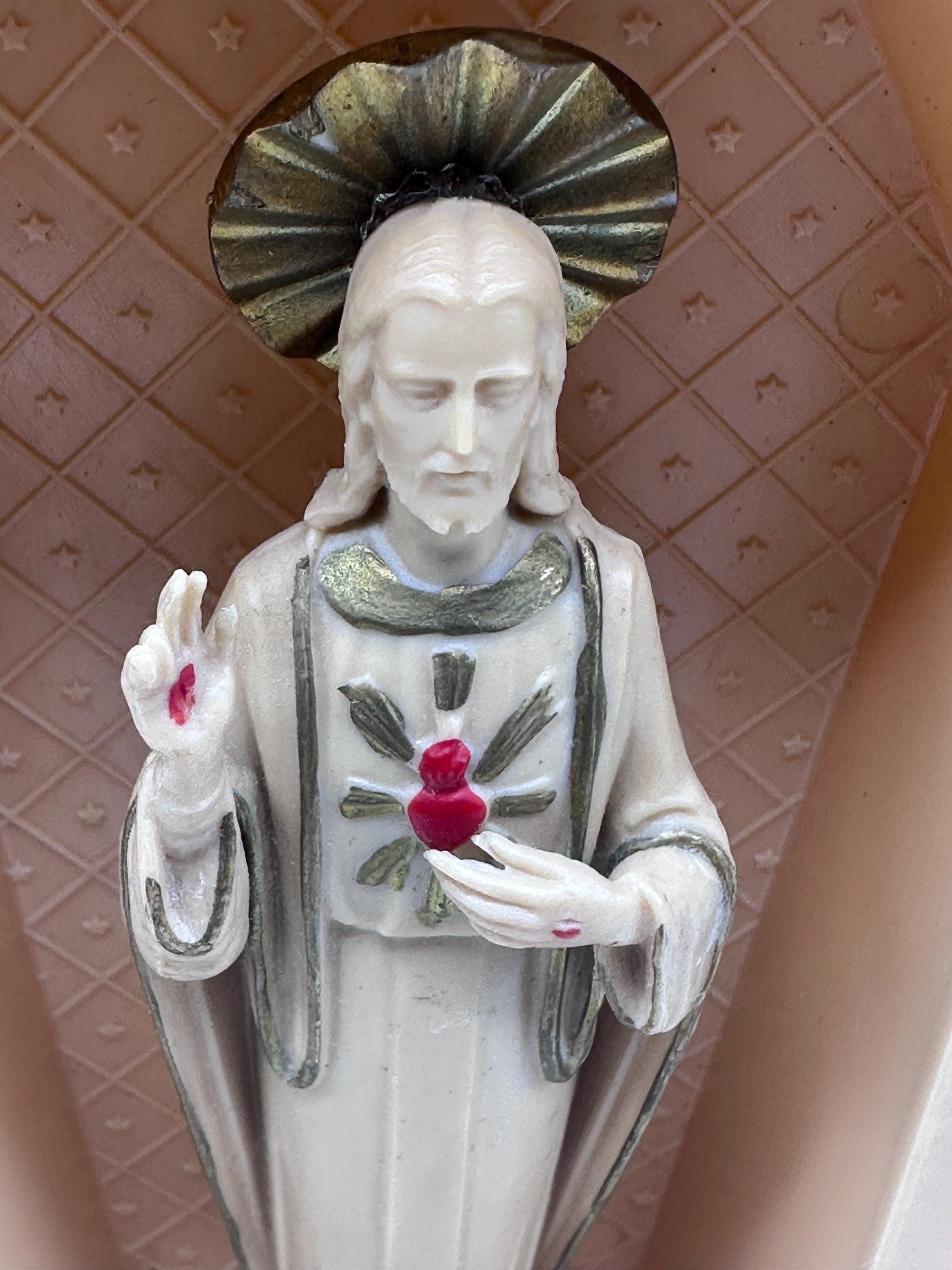 Vintage Plastic Scared Heart of Jesus Statue Figure Made in Italy- 6 ...
