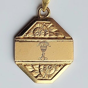 Rolled Gold First Holy Communion Medal—chalice & Host, Baptism Shell ...