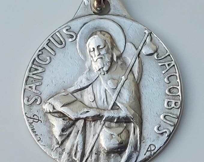 1/2" Silver St James the Apostle Medal/vintage Catholic Necklace ...