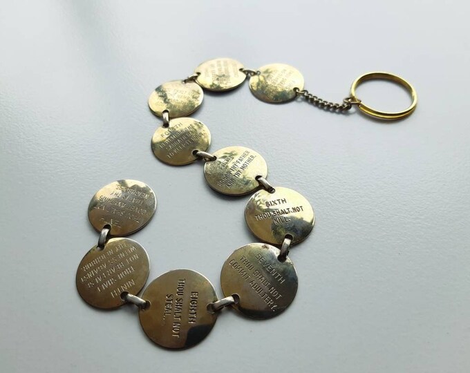 Hanging Ten Commandments Linked Pendant Set in Gold-silver Colour ...