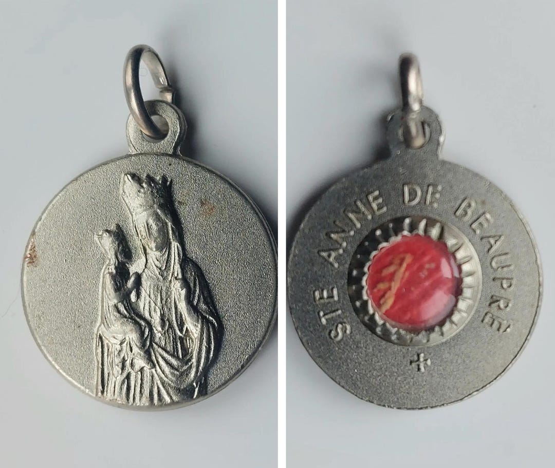 St Anne De Beaupre Relic Medal: Quebec, Canada Vintage Necklace Pendant ...