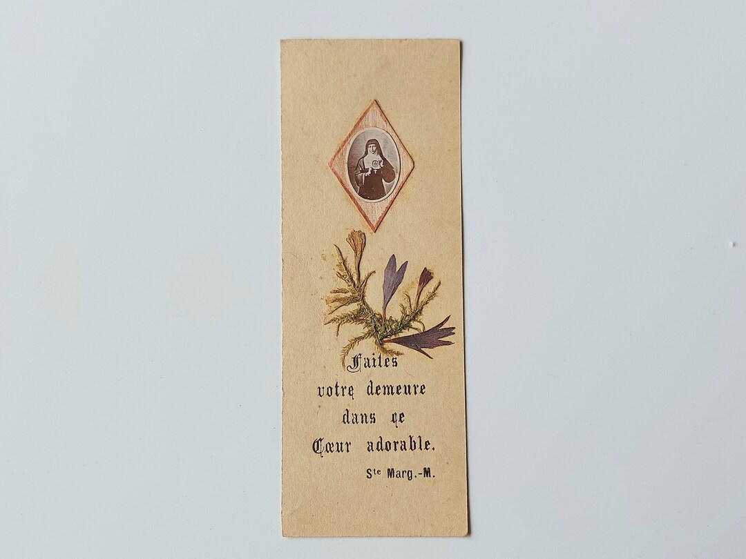 Saint Marguerite-marie Alacoque Antique Relic Card: Sliver of Hazelnut ...