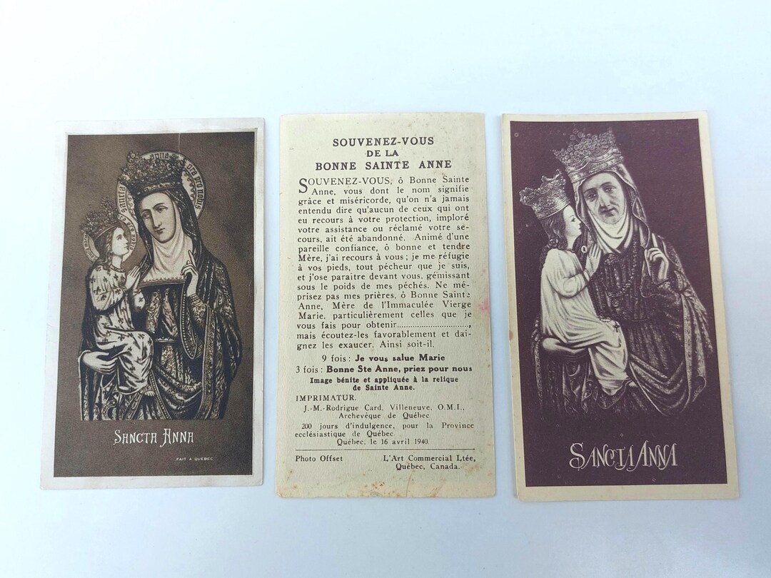 1 Vintage Paper St Anne De Beaupre Relic Card—ann, Mother of Mary ...