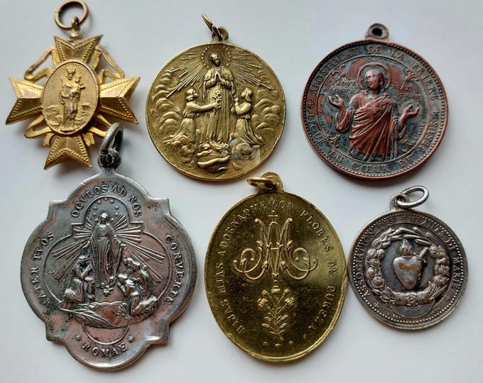 6 Large Antique + Vintage Catholic Archconfraternity Medal Destash Lot ...
